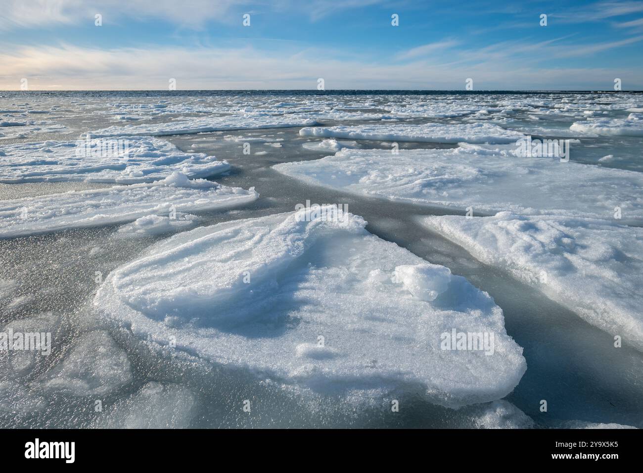 Frozen Northern Seascape with Split Ice on the Seawater Surface in ...