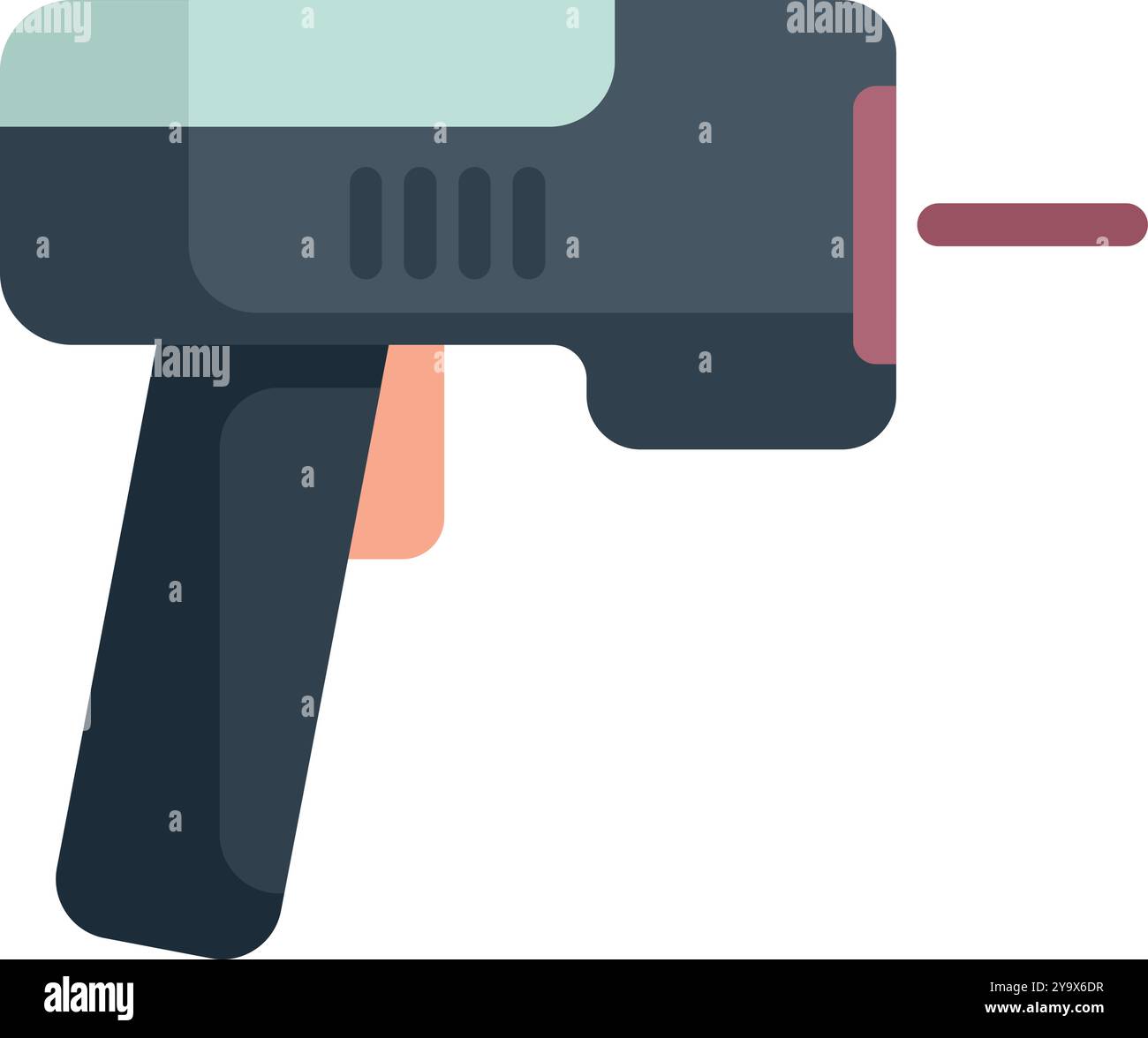 Laser level measuring tool emitting a red light beam, used for ...