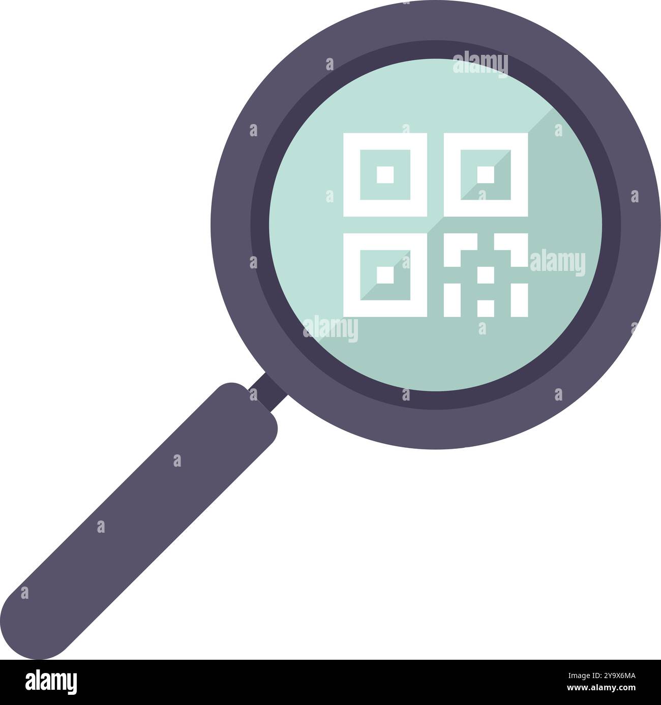 Magnifying glass is focusing on a qr code, symbolizing the search for ...