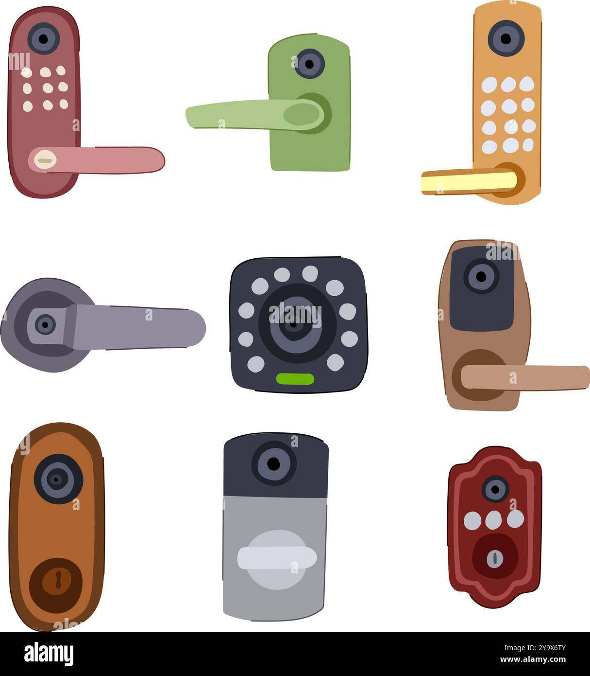 facial recognition lock set cartoon vector illustration Stock Vector ...