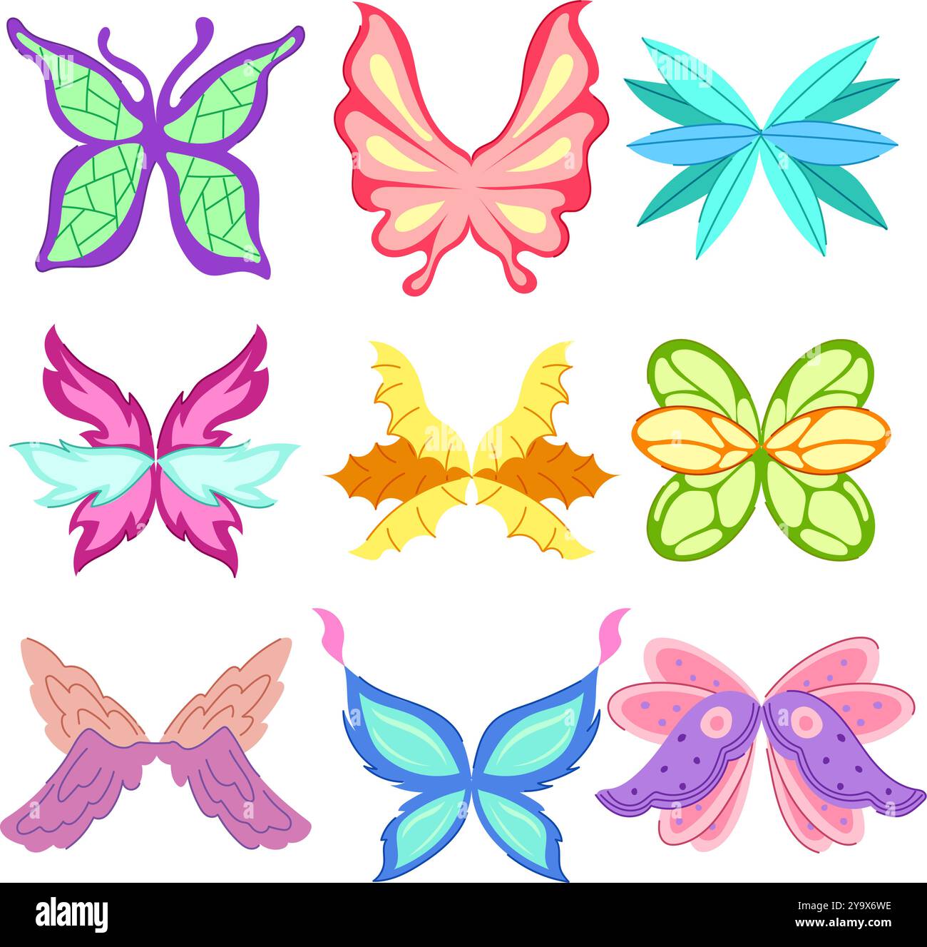 fairy wings set cartoon vector illustration Stock Vector Image & Art ...