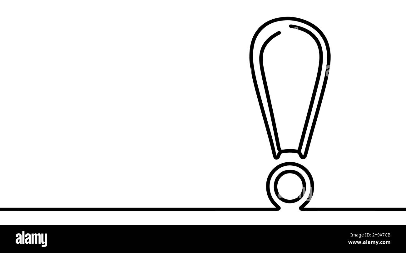 Continuous linear drawing of exclamation mark. Single-line drawing of ...