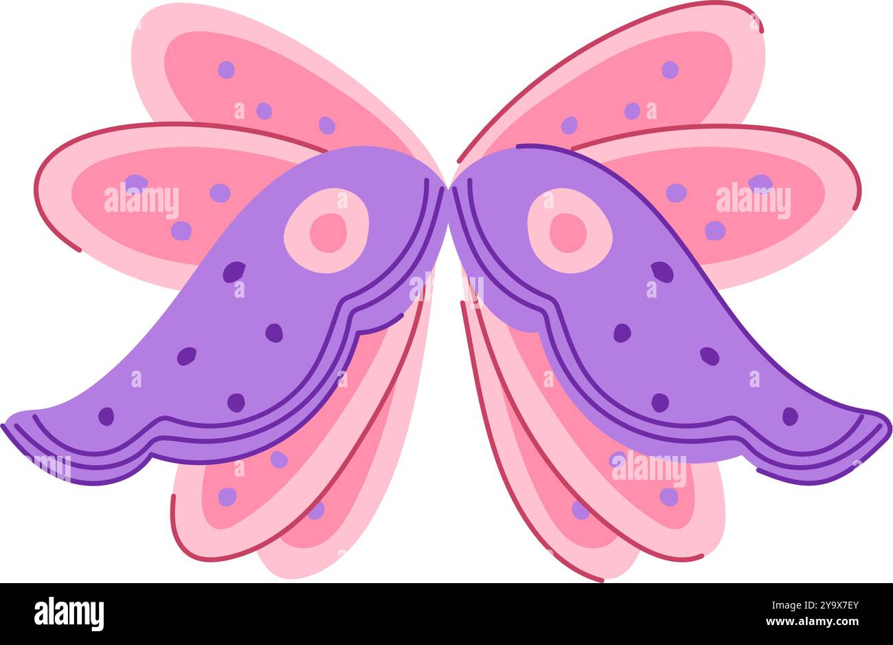 whimsical fairy wings cartoon vector illustration Stock Vector Image ...