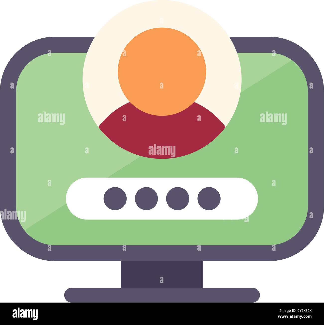 Computer displaying a user profile and prompting for a password input ...