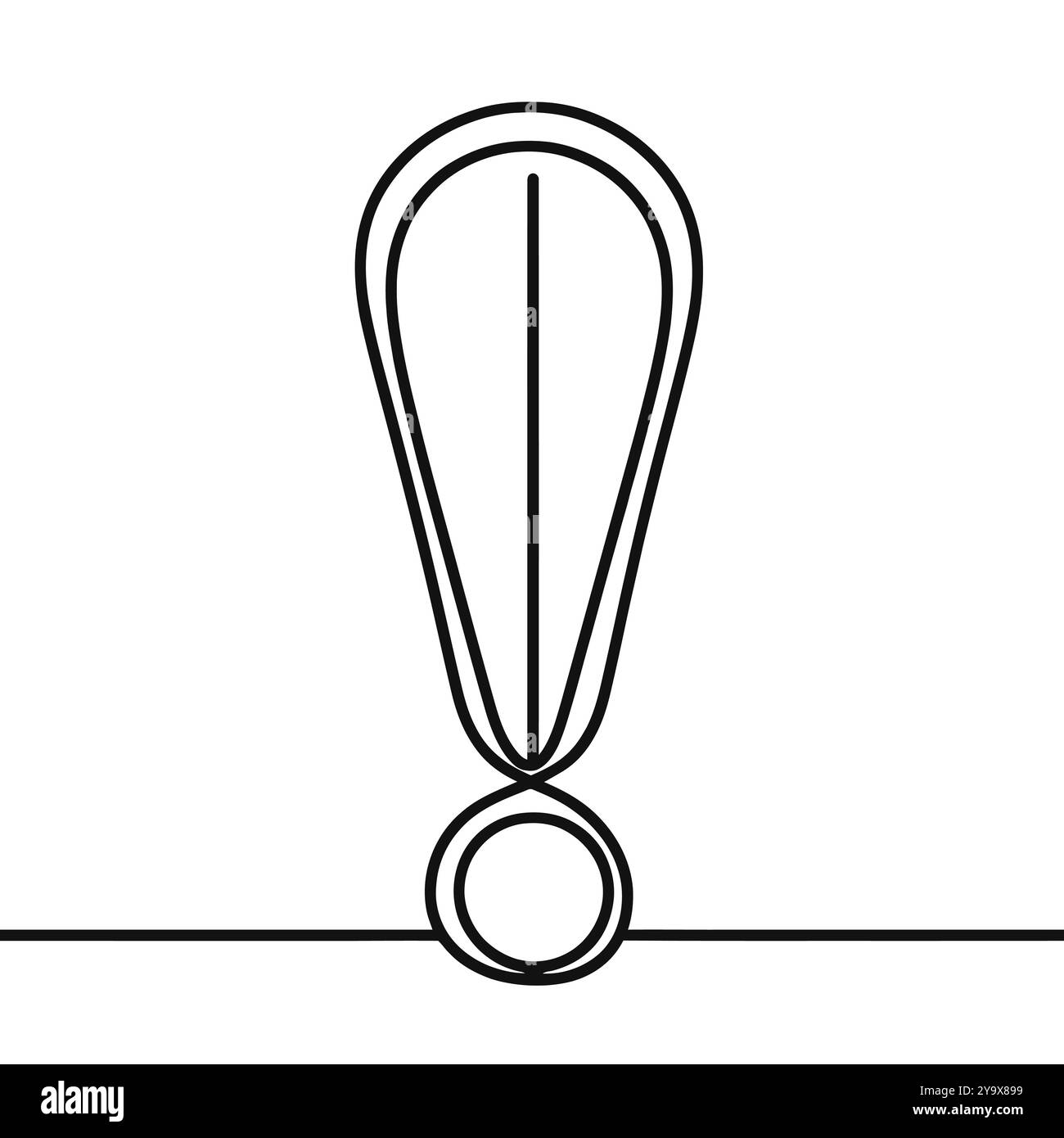 Continuous linear drawing of exclamation mark. Single-line drawing of ...