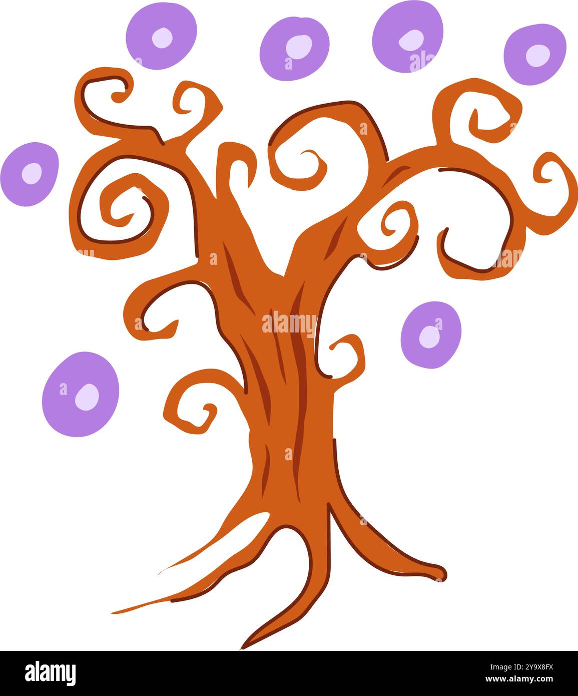 legendary fantasy magic tree cartoon vector illustration Stock Vector ...