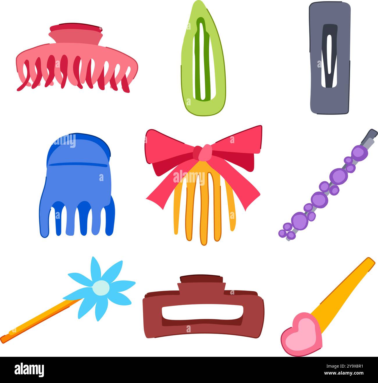 hair clip set cartoon vector illustration Stock Vector Image & Art - Alamy