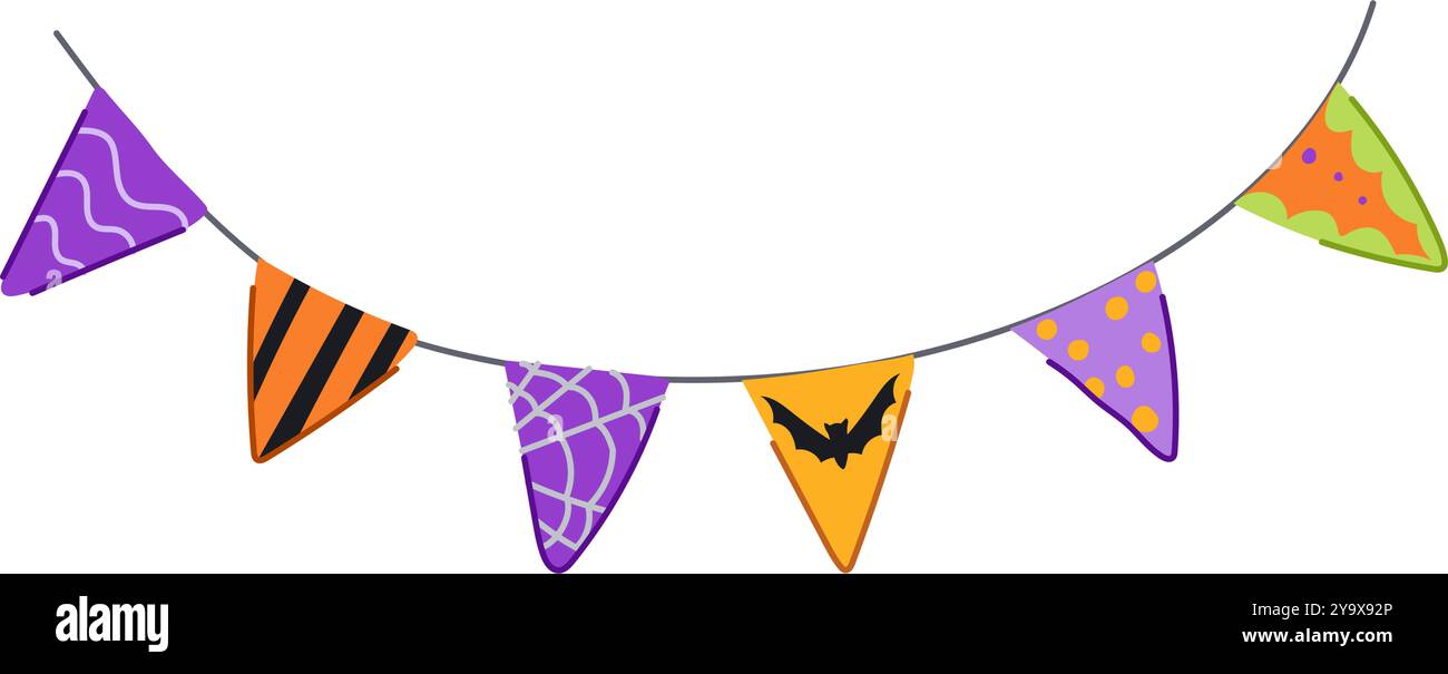 festive halloween garland cartoon vector illustration Stock Vector ...
