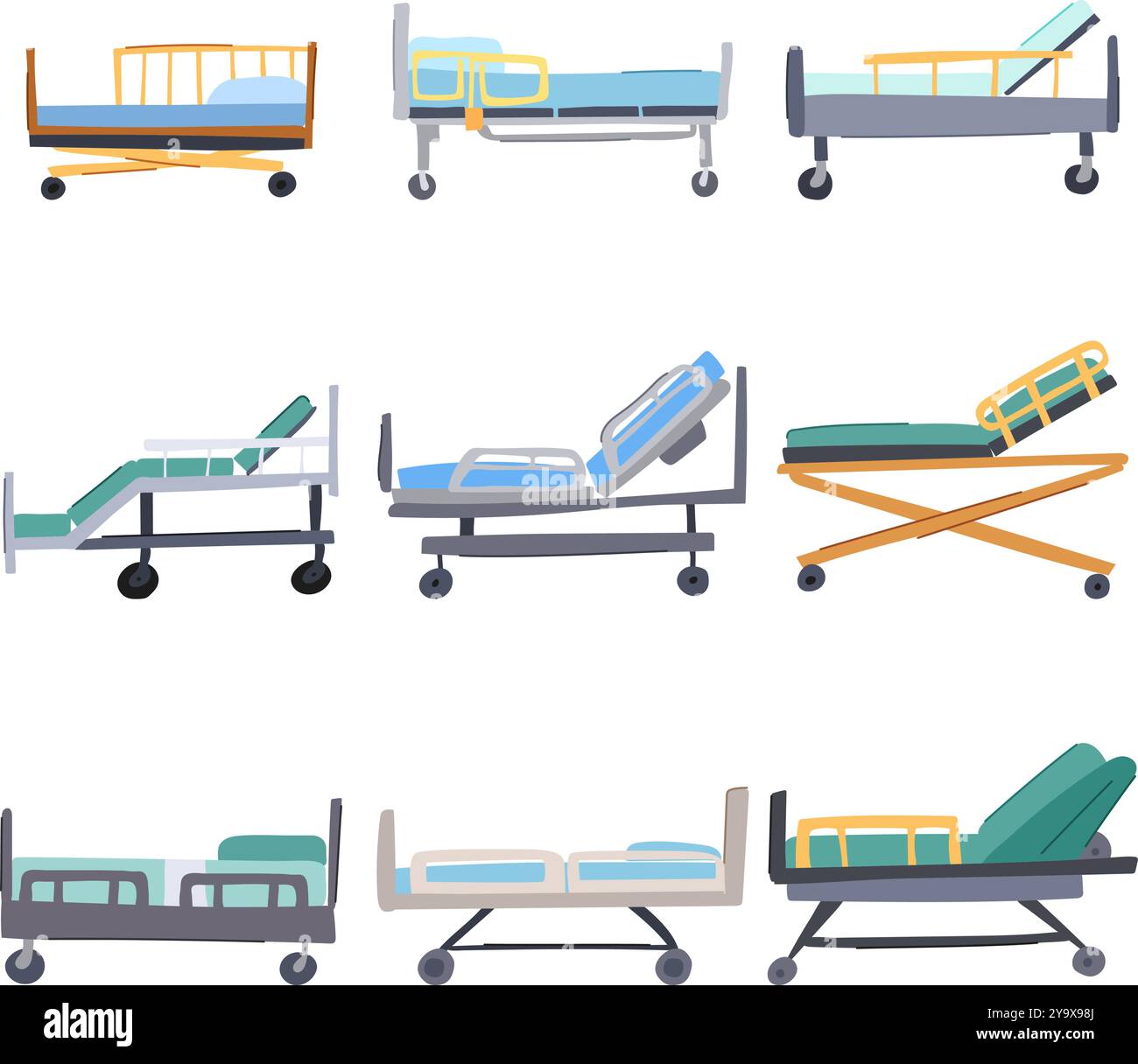 hospital bed set cartoon vector illustration Stock Vector Image & Art ...
