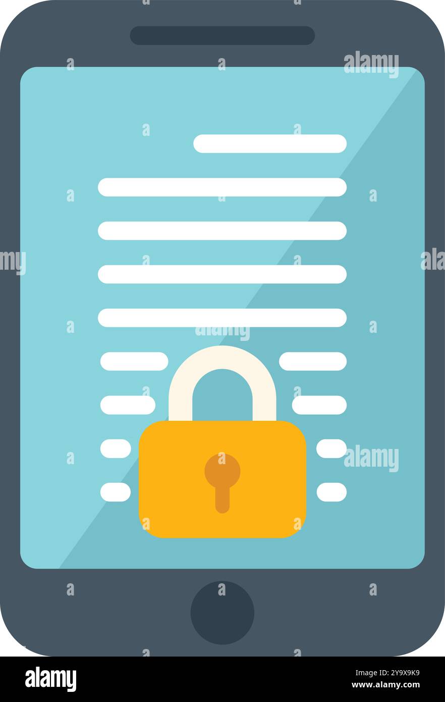 Smartphone is showing important encrypted data with a padlock icon ... Smartphone is showing important encrypted data with a padlock icon ...