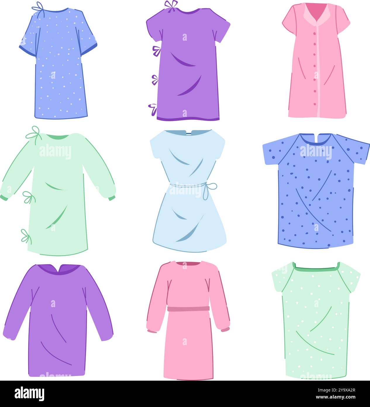 hospital gown patient set cartoon vector illustration Stock Vector ...