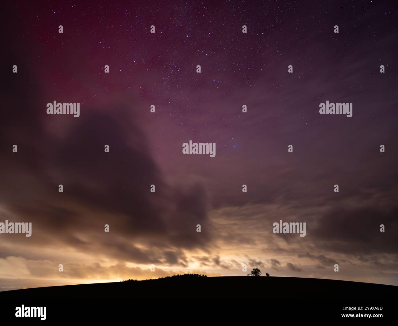 Red glowing sky due to aurora borealis on the 11. October 2024 in ...