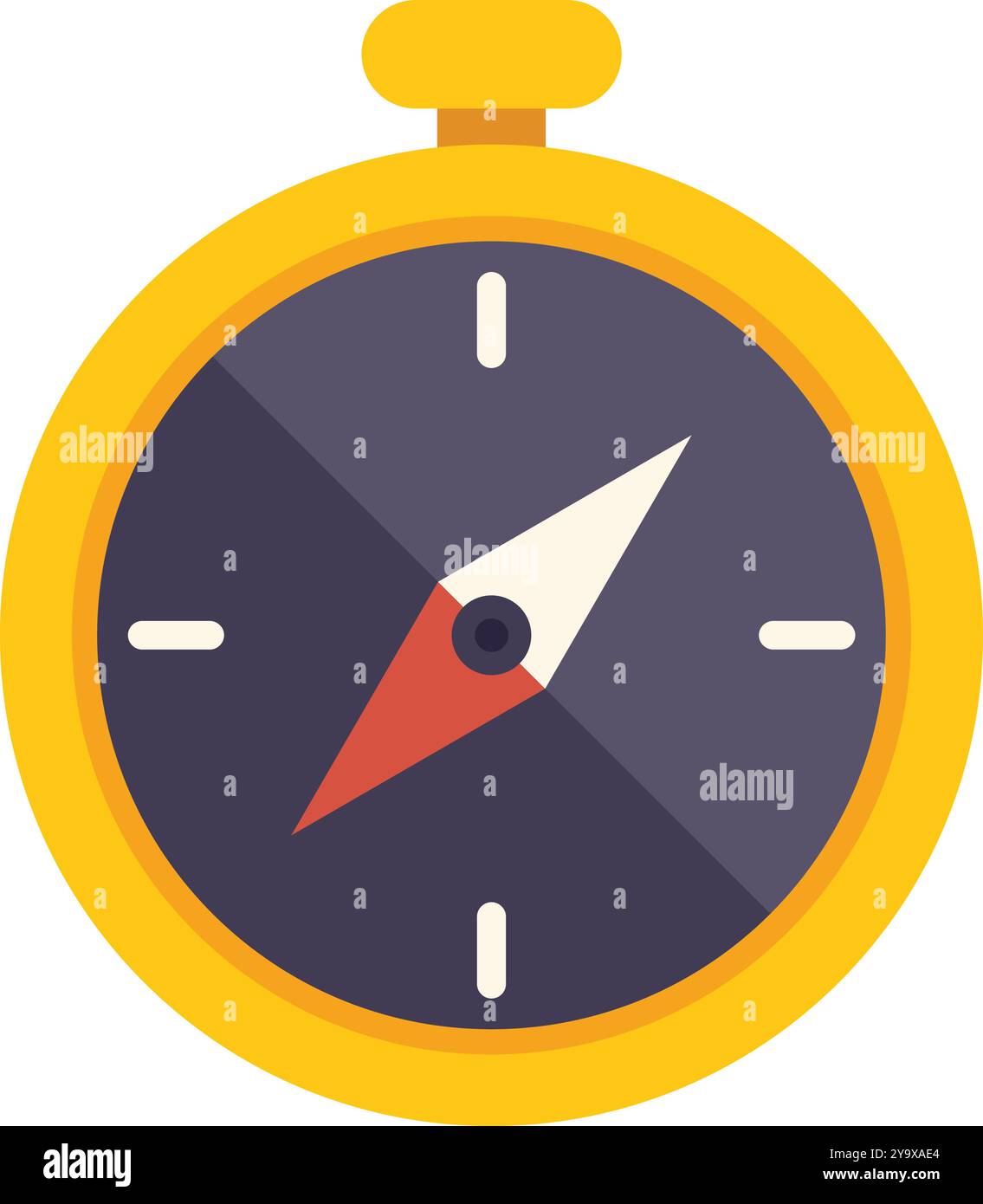 Yellow compass is pointing north, showing the direction on a white ...