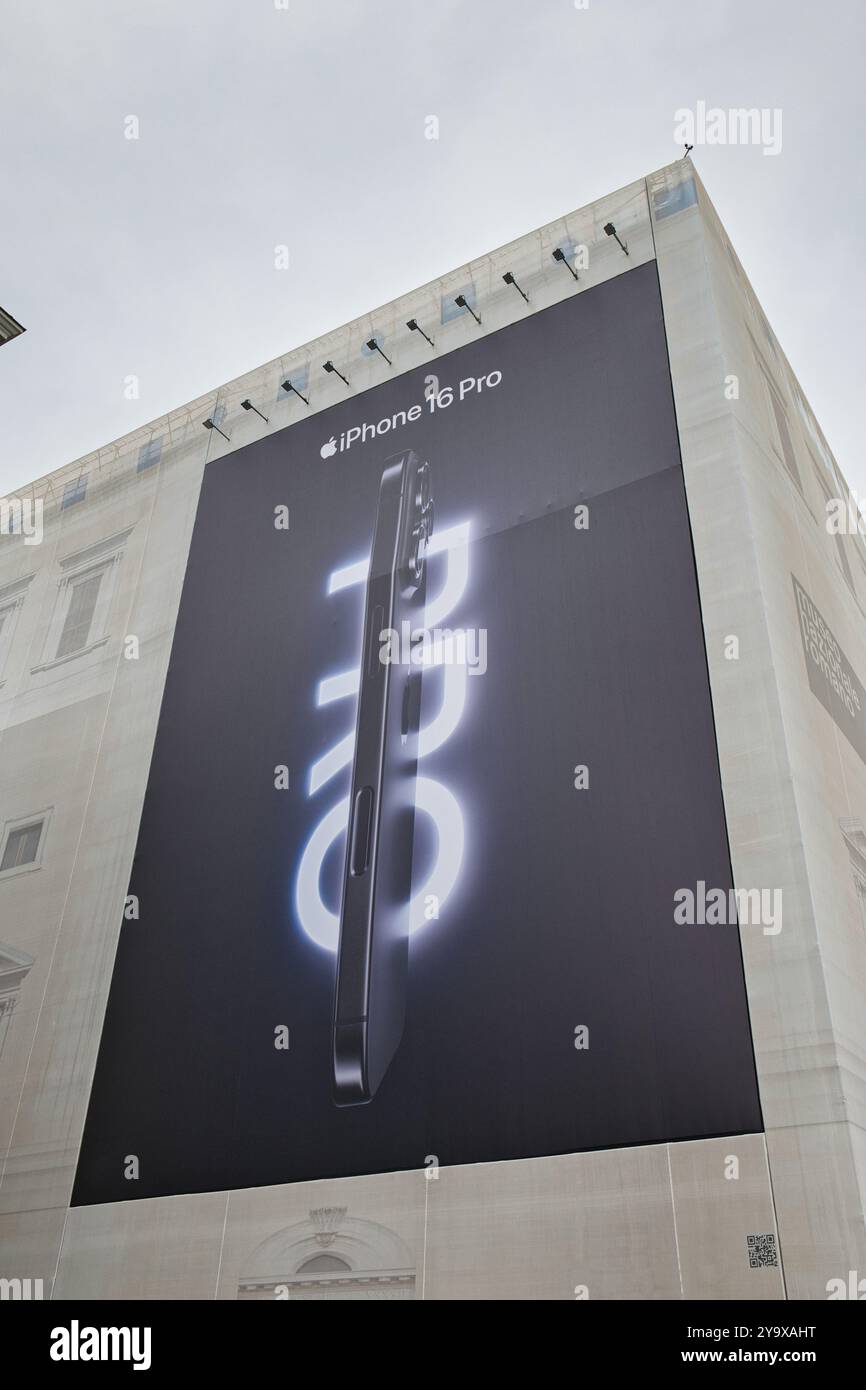 Apple Iphone 16 Pro advertising billboard on the facade of a building ...
