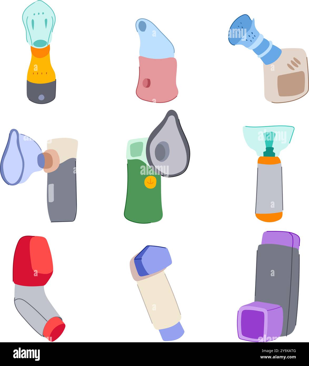 inhaler portable set cartoon vector illustration Stock Vector Image ...