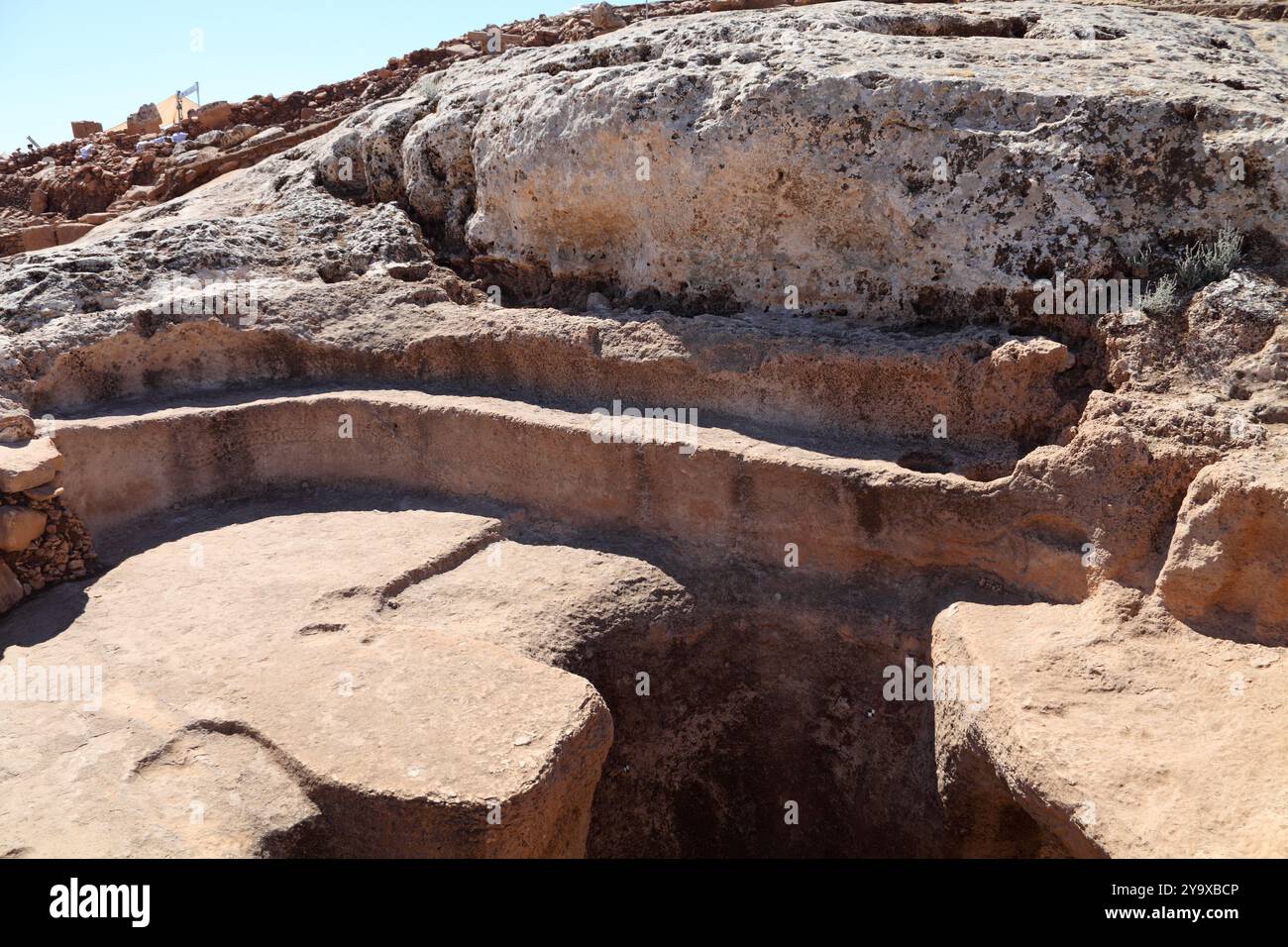 Snake carved along wall Pre pottery Neolithic site of Karahan Tepe ...