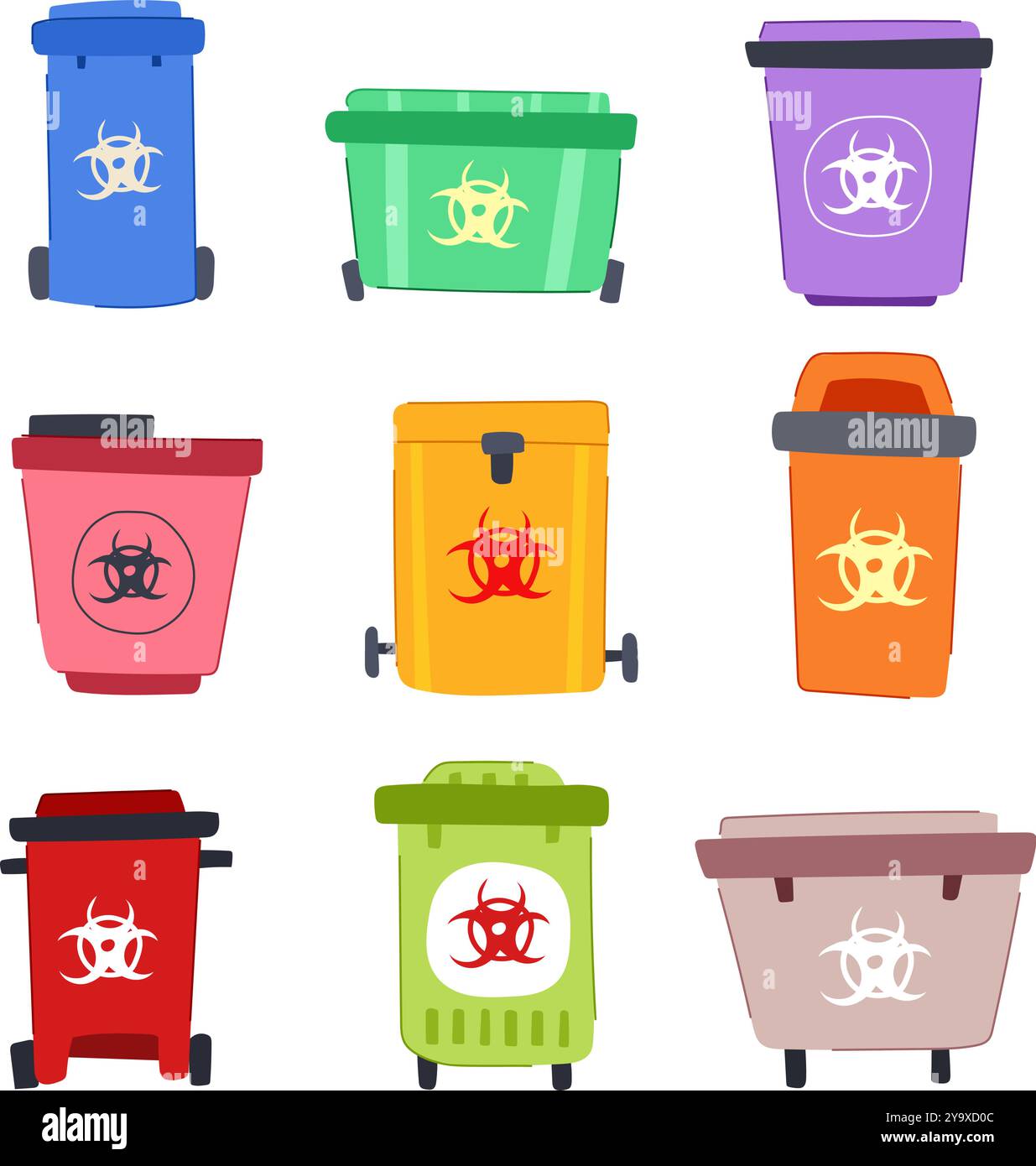 medical waste bin set cartoon vector illustration Stock Vector Image ...
