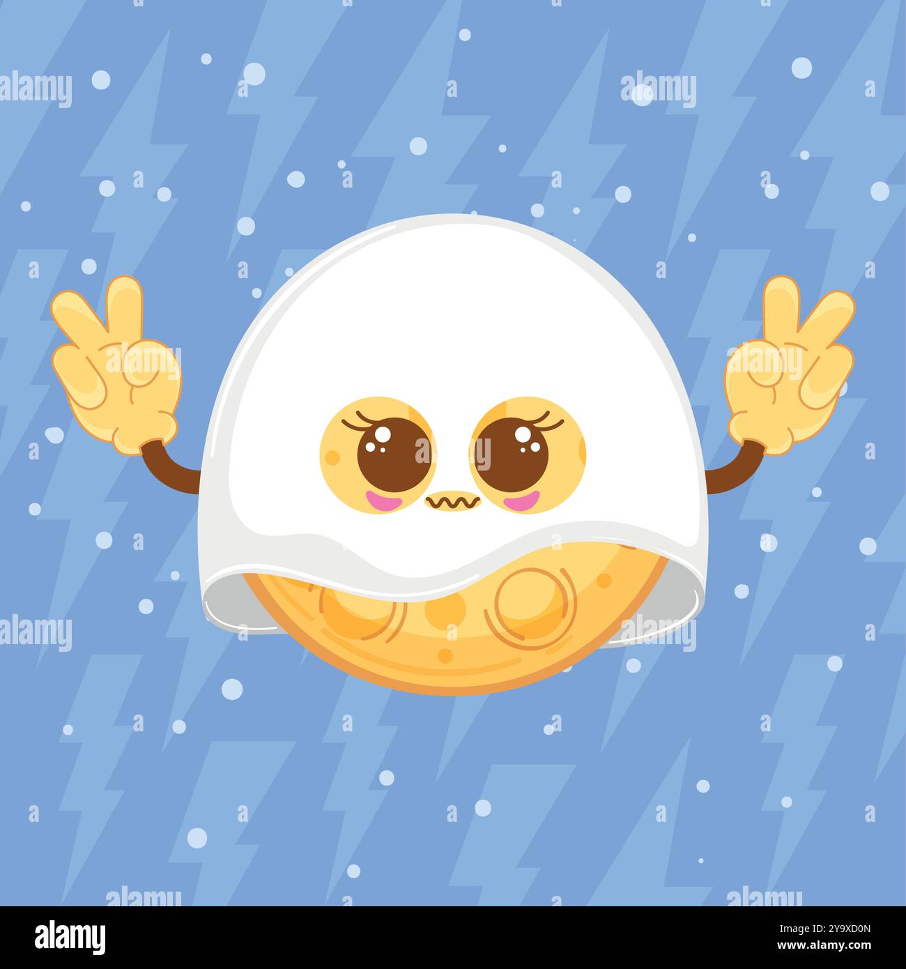 Moon character dressed as ghost with peace sign, vector illustration ...