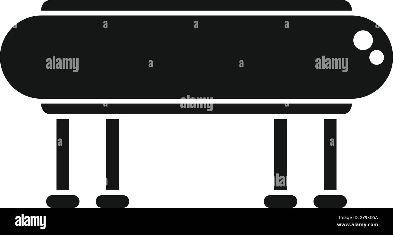Simple vector icon of a big industrial oil tank standing on four legs ...