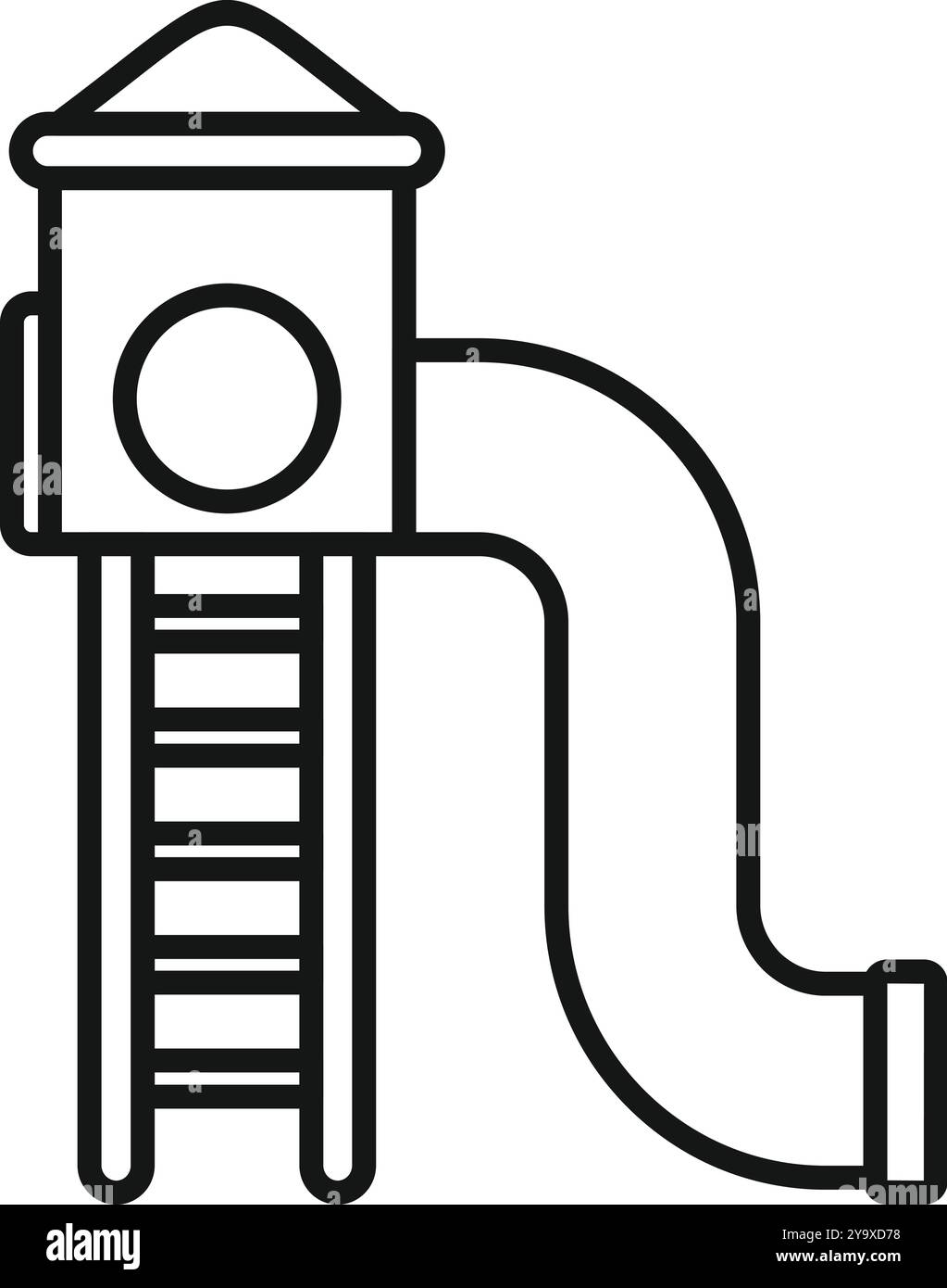 Simple line art icon design of a playground slide tower structure for ...