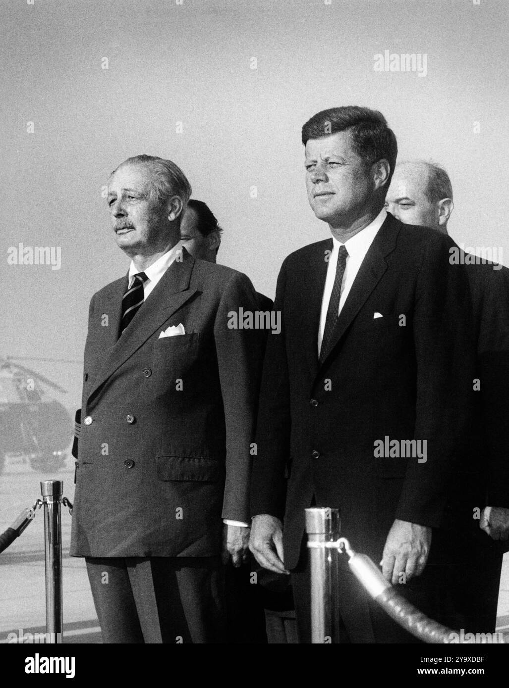 U.S. President John F. Kennedy attending arrival ceremonies in honor of ...