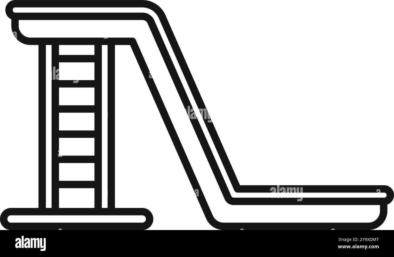 Water park slide icon showing a simple ladder and flume, isolated on ...