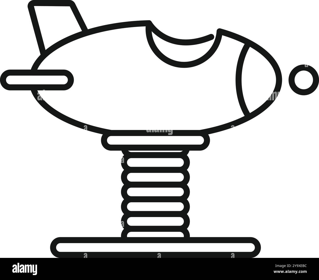 Black outline vector illustration of a playground spring see saw shaped ...