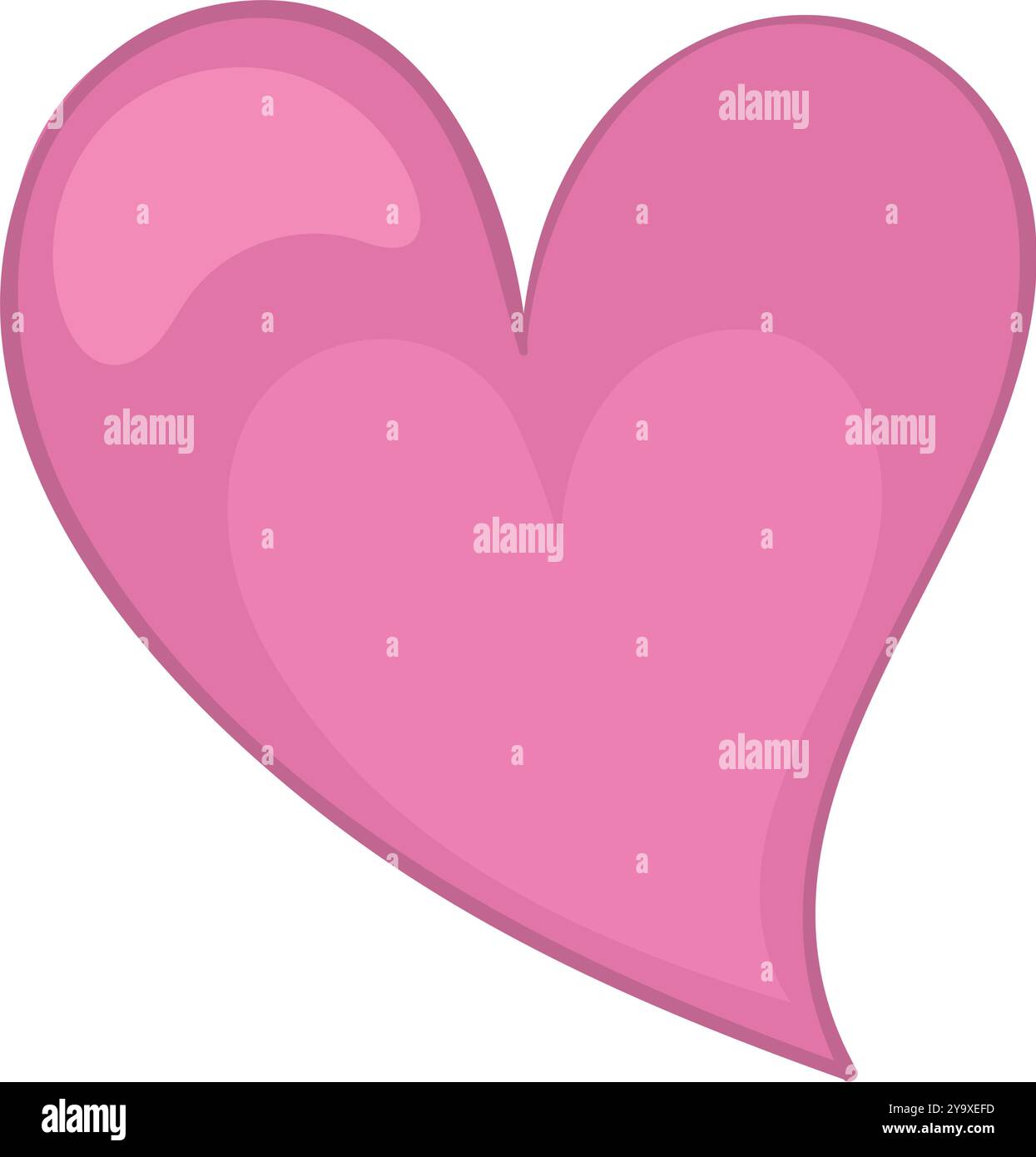 Pink heart shape with glossy finish on white, vector illustration Stock ...