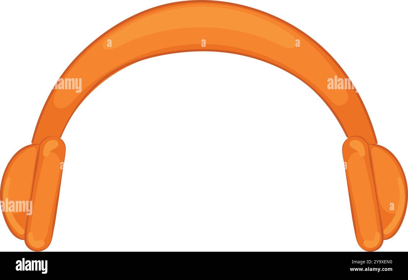 Orange headphones with rounded ear cups, vector illustration Stock ...