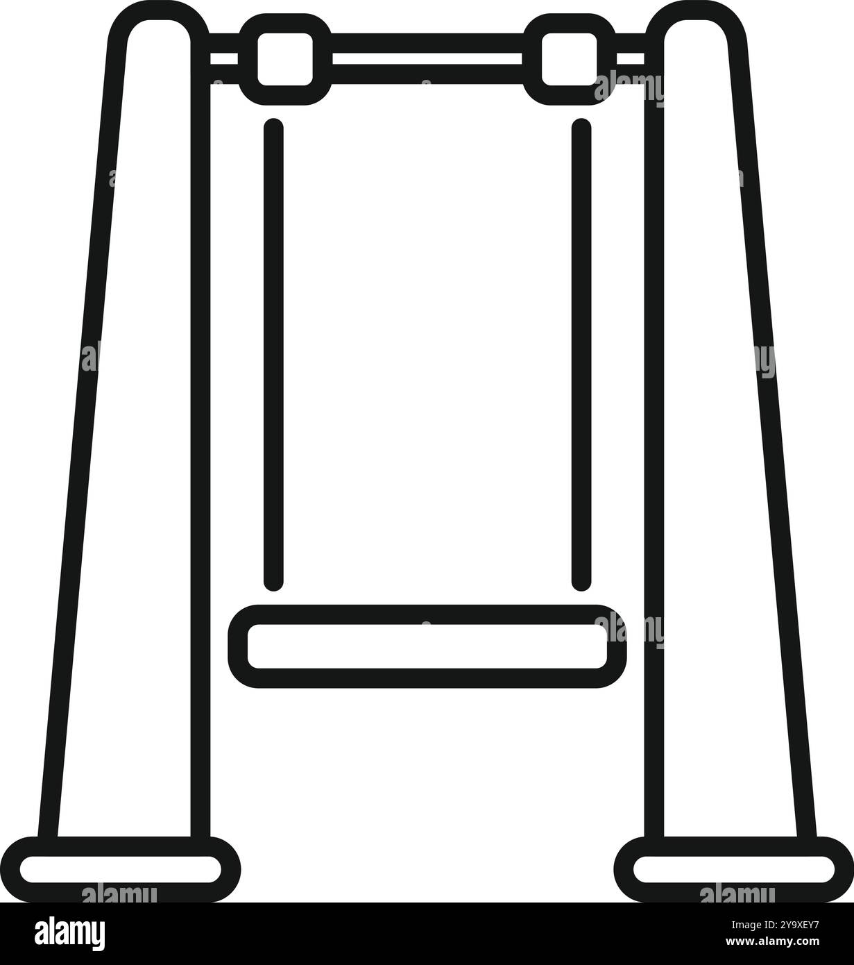 Simple vector icon of an empty swing set hanging from a metal frame ...