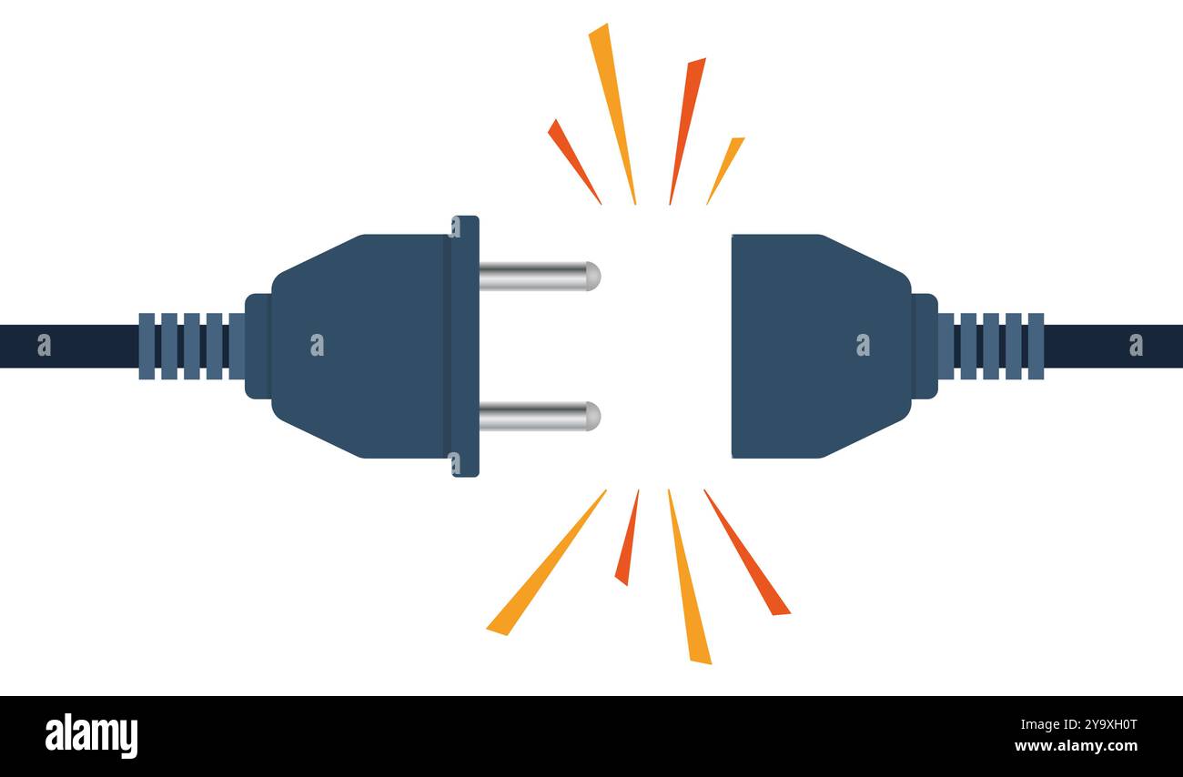 Electric socket and plug. European type of electric equipment. Power ...