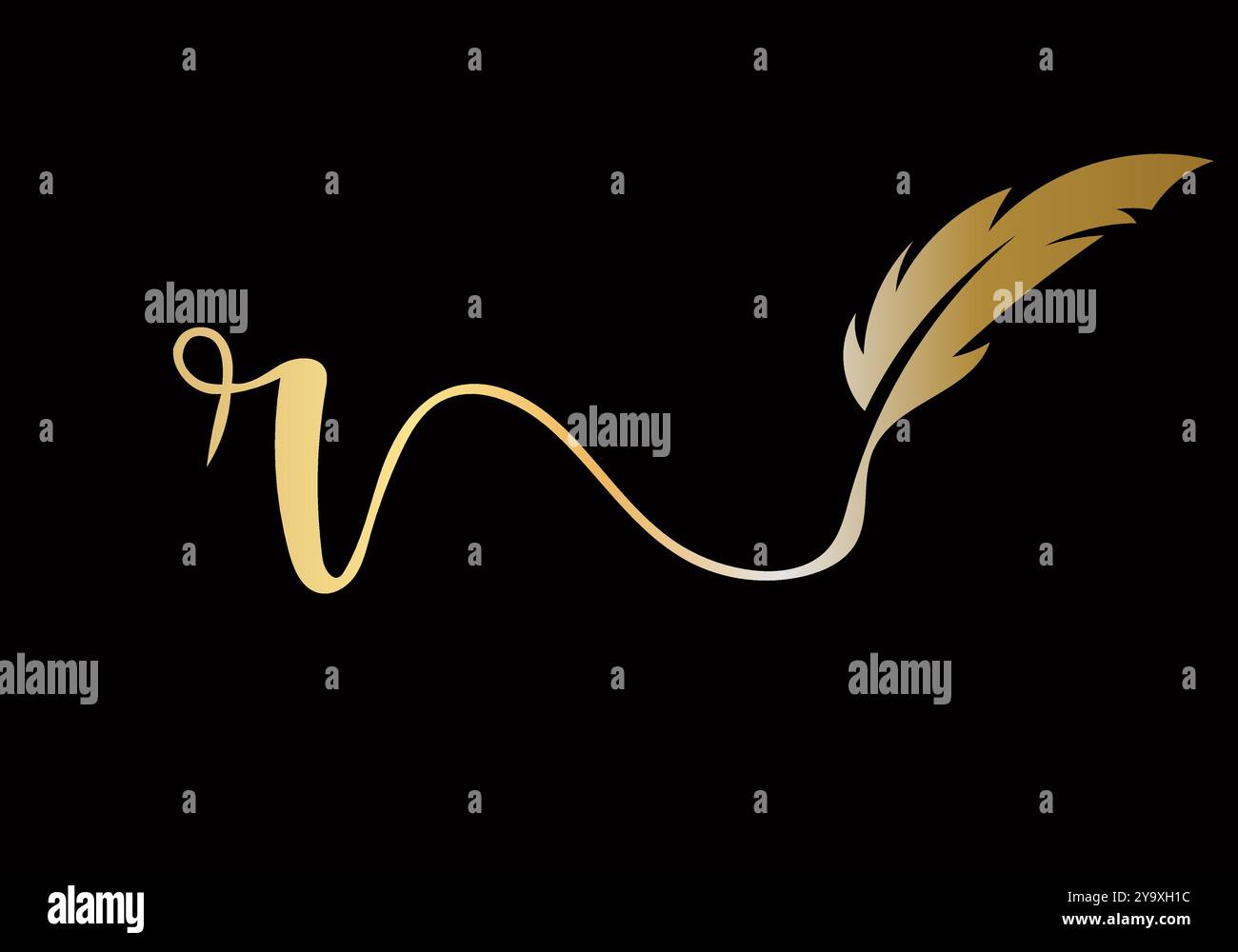 Initial Letter R Feather Logo Design Vector Template. Feather Symbol ...