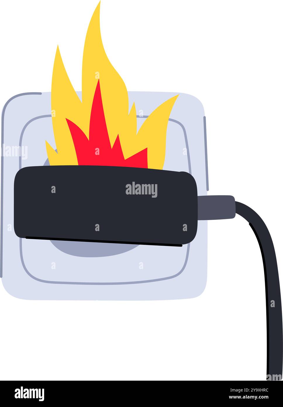 electrical short circuit fire cartoon vector illustration Stock Vector ...