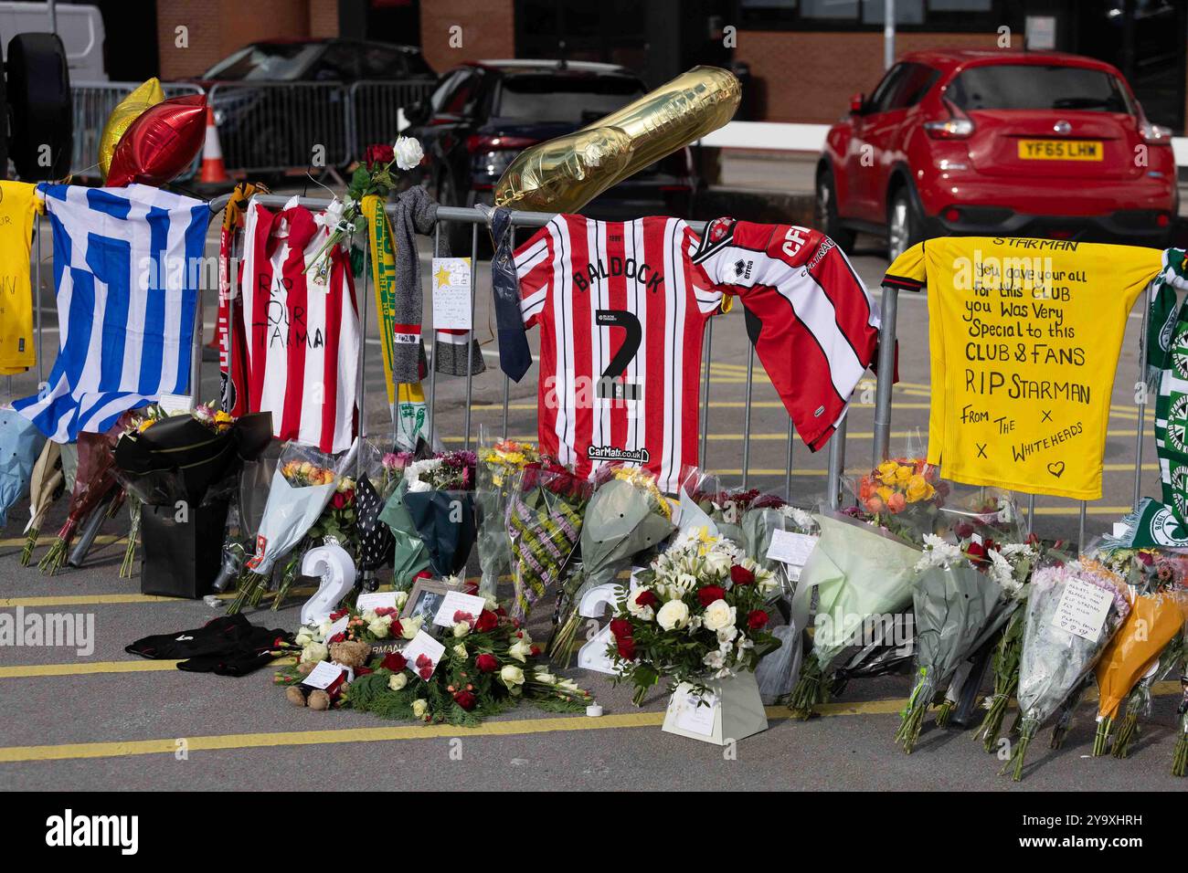 Tributes to former Sheffield United FC player George Baldock outside ...