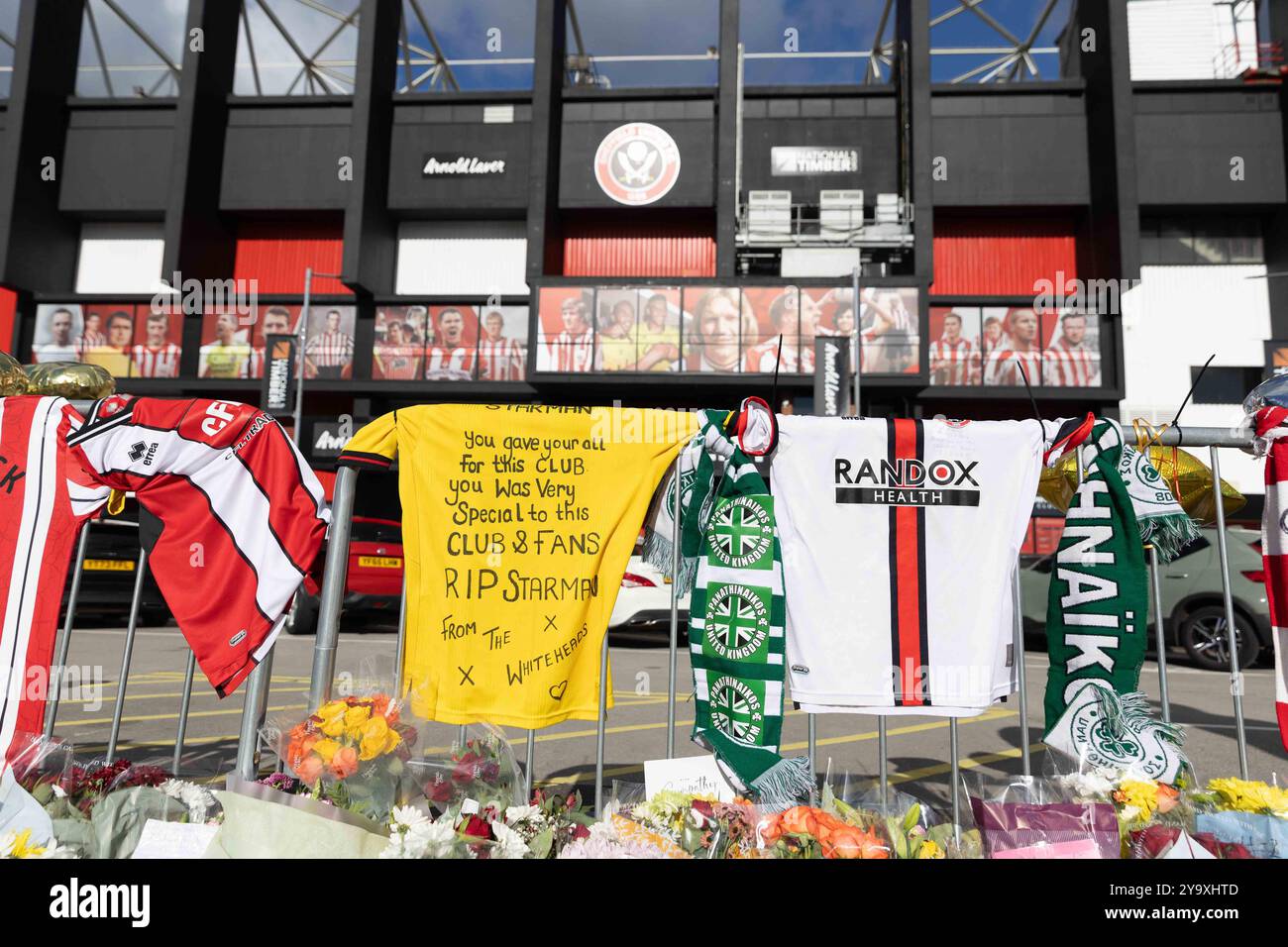 Tributes to former Sheffield United FC player George Baldock outside ...