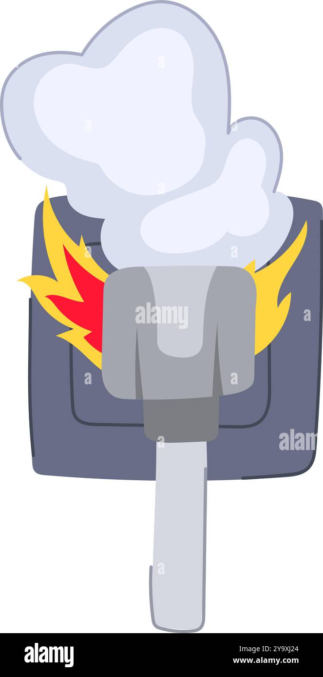 damage short circuit fire cartoon vector illustration Stock Vector ...