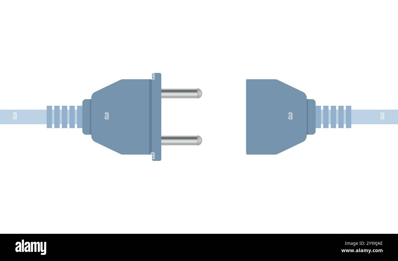Electric socket and plug. European type of electric equipment. Power ...