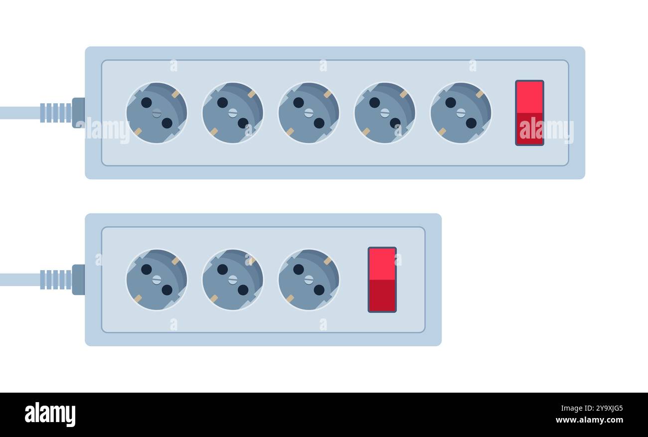 Socket Extension cord. Electric Power outlet plug. Power strip. Vector ...