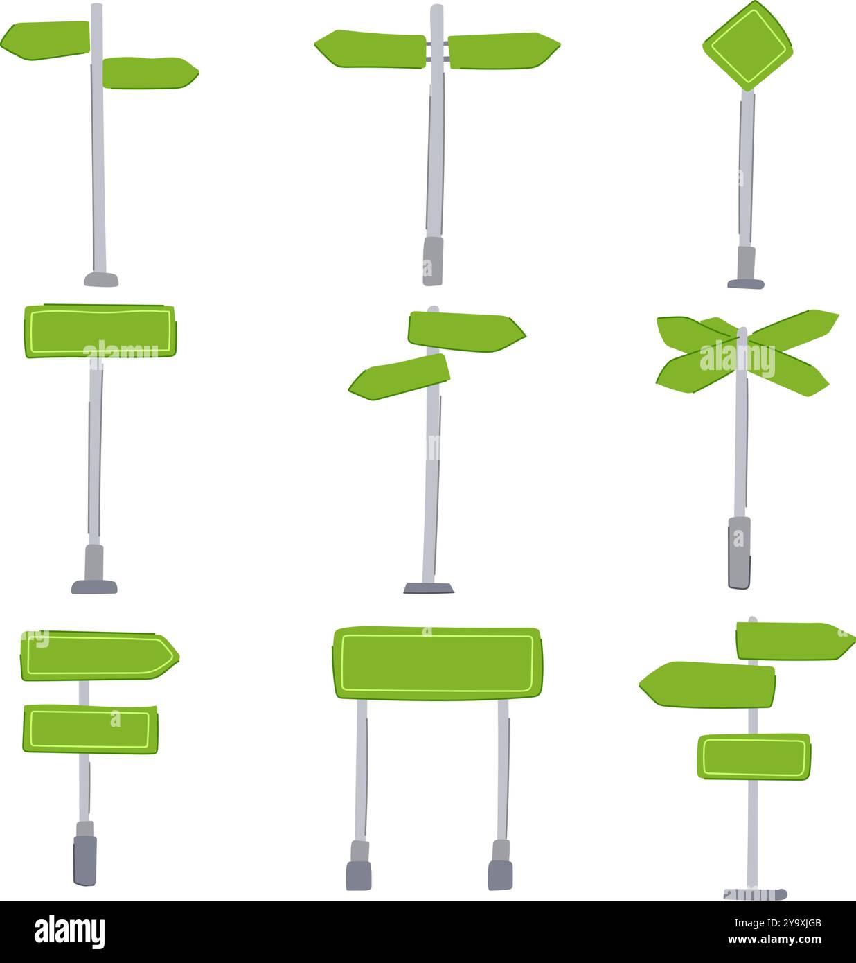 street sign green set cartoon vector illustration Stock Vector Image ...