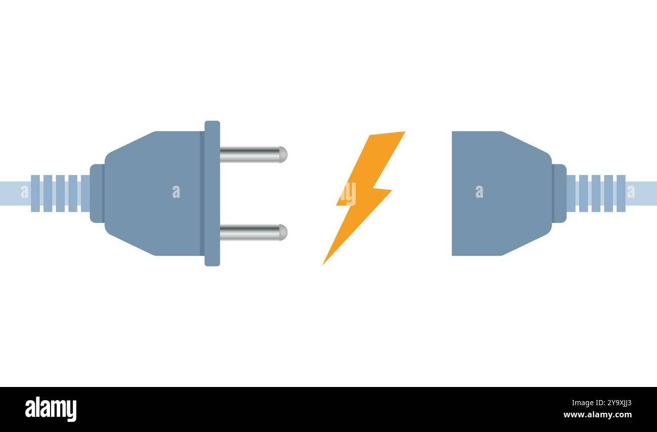 Electric socket and plug. European type of electric equipment. Power ...