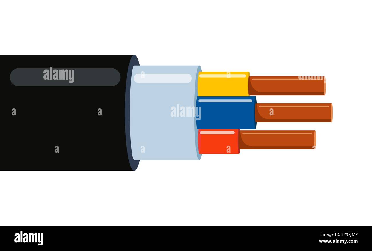Copper cable wire. Electrical wire, electric conductor energy power ...