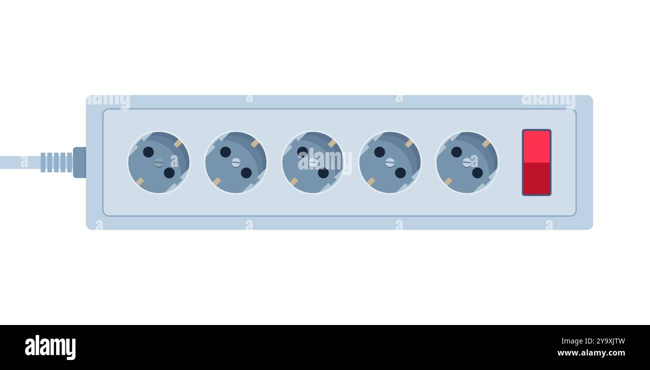 Socket Extension cord. Electric Power outlet plug. Power strip. Vector ...