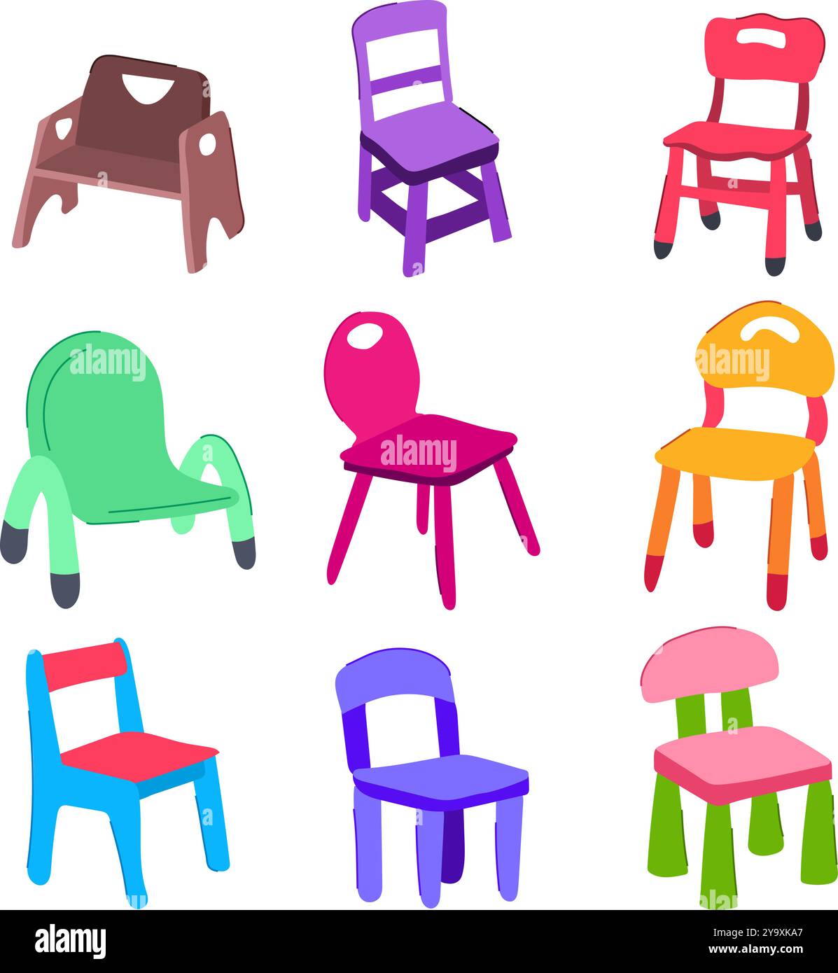 toddlier chair set cartoon vector illustration Stock Vector Image & Art ...