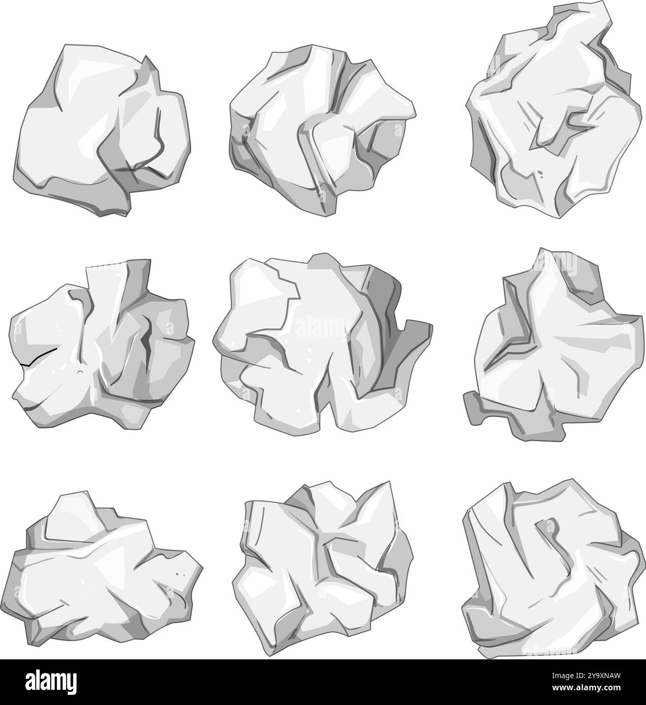 crumpled paper balls set cartoon vector illustration Stock Vector Image ...