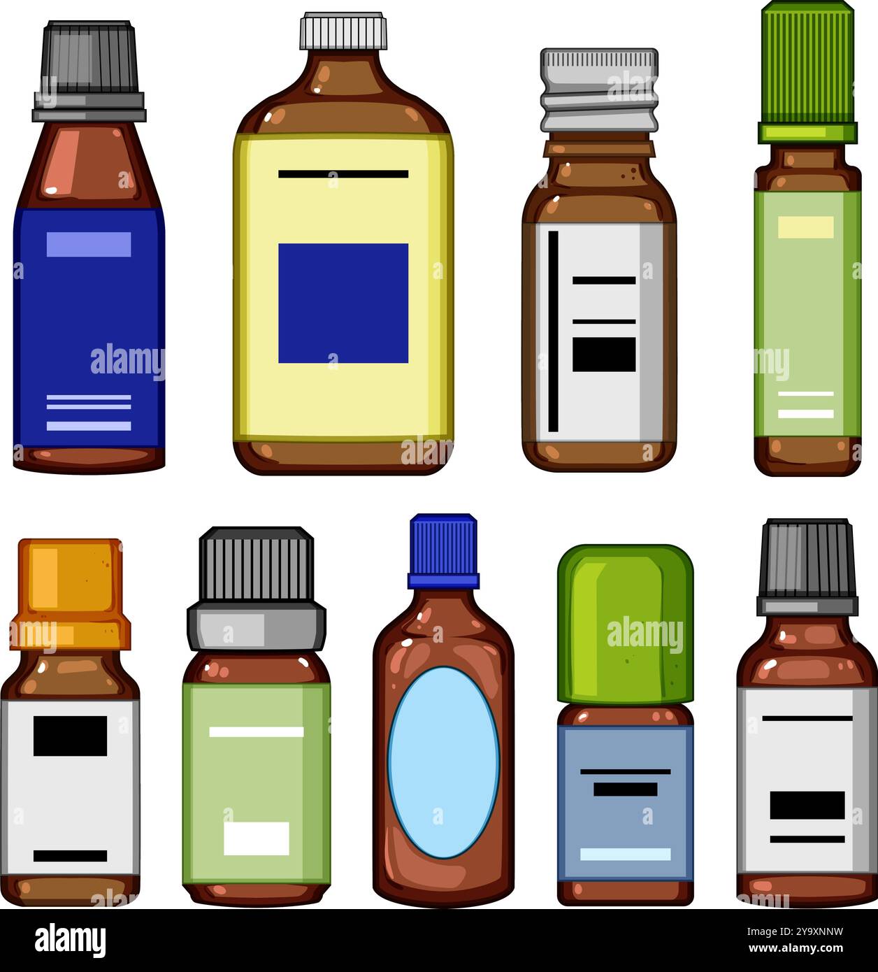 essential oil bottle set cartoon vector illustration Stock Vector Image ...