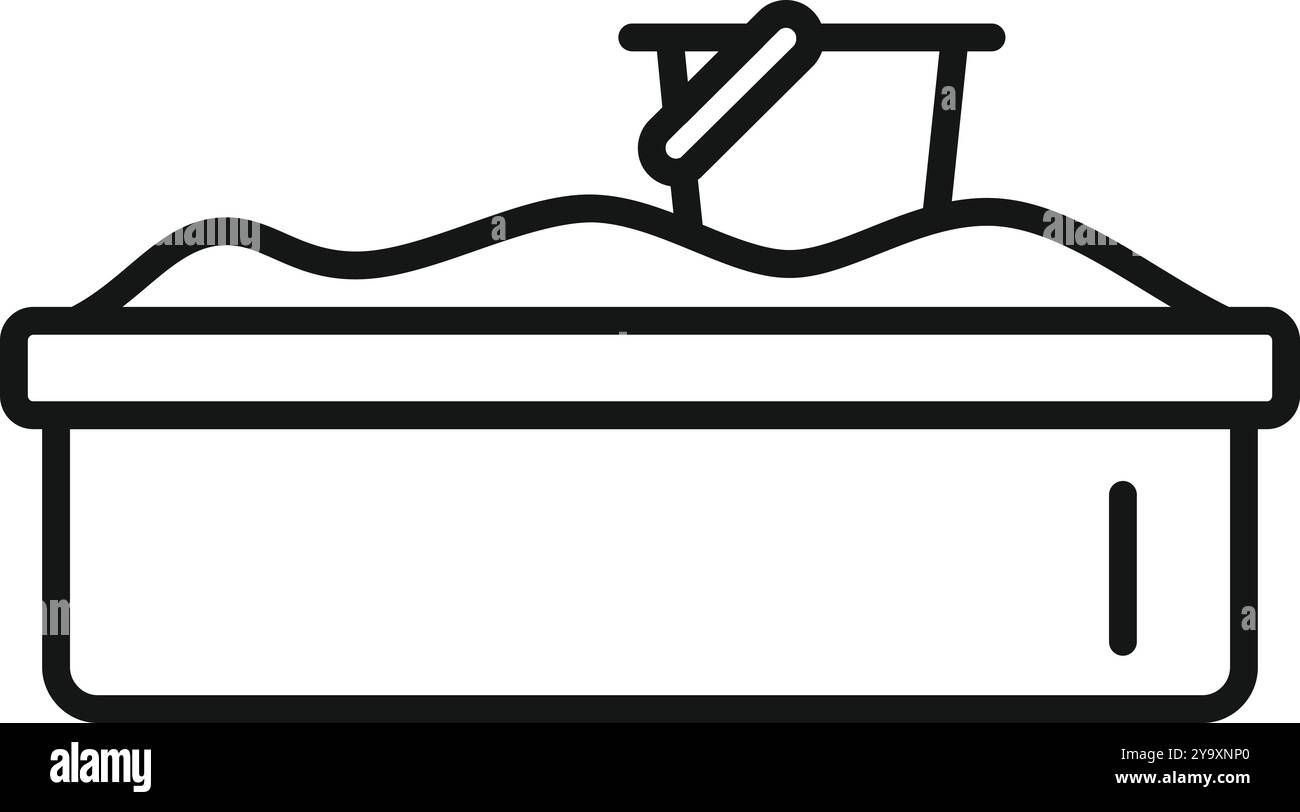 Simple vector of a sandbox with a bucket and shovel for children ...