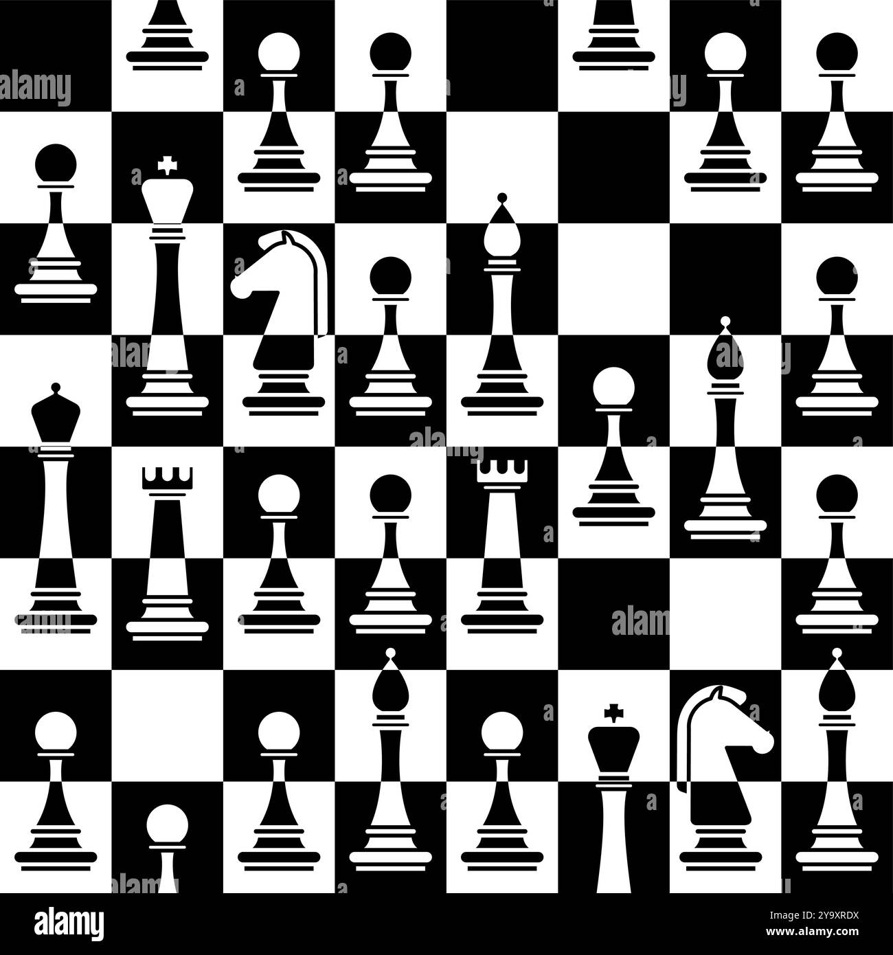Chess pattern seamless. Chess pieces background. Pawn and rook chess ...