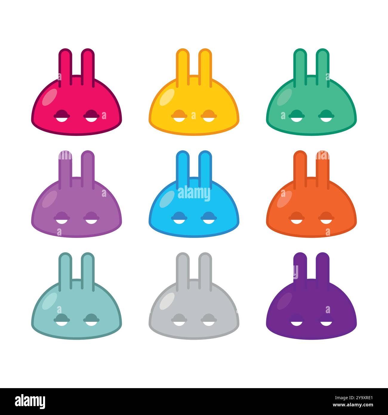 Bunny drop with ears set. Funny creatures. Cute cartoon rabbit Stock ...
