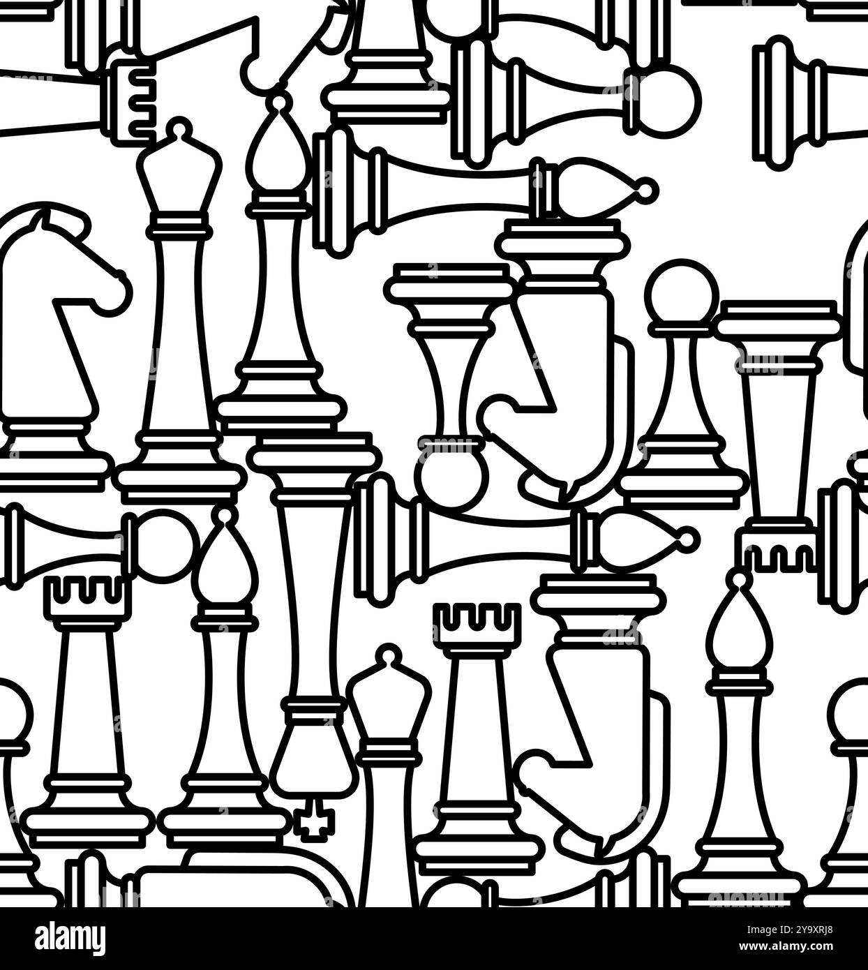 Chess pattern seamless. Chess pieces background. Pawn and rook chess ...