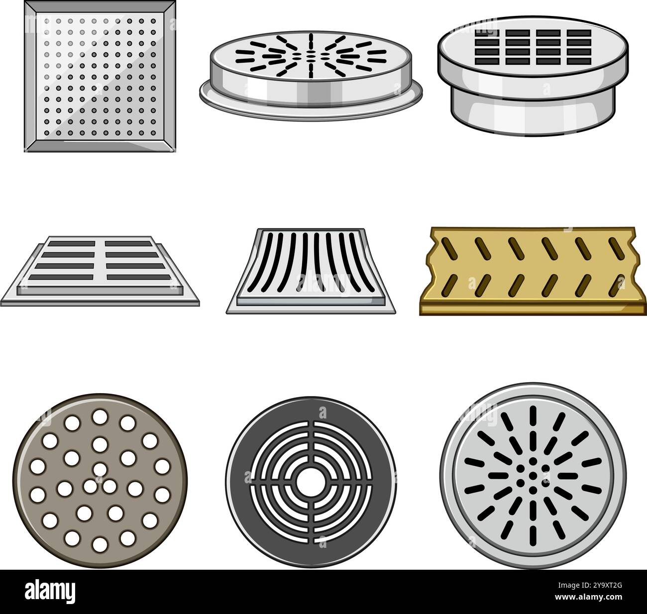 drain cover set cartoon vector illustration Stock Vector Image & Art ...